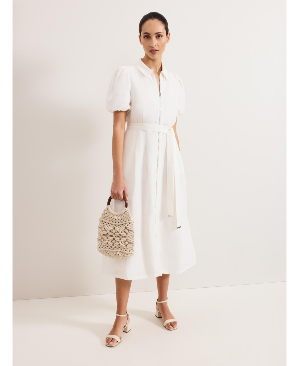 Click here for Phase Eight Womens Carlotta Linen Shirt Dress - Wh... prices