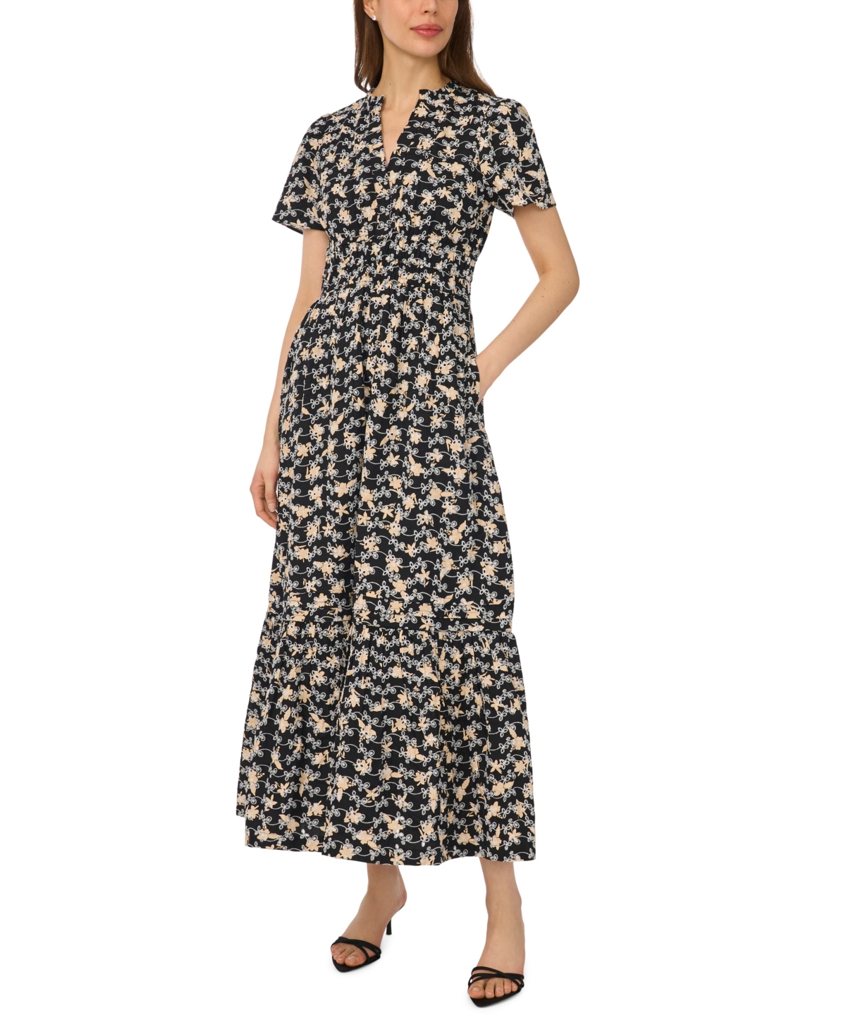Click here for CeCe Womens Short-Sleeve V-Neck Printed Maxi Dress... prices