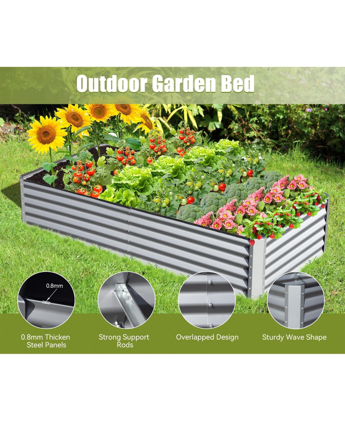 Click here for Mondawe 8x4x1.5 feet Galvanized Raised Garden Bed... prices