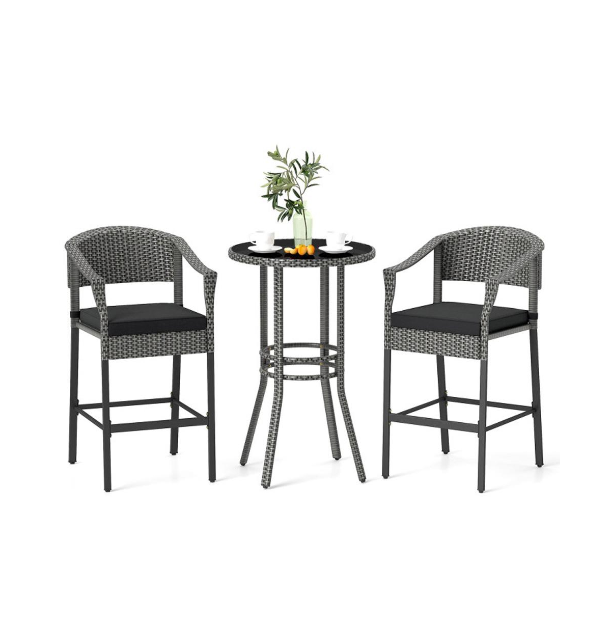 Click here for Boyel Living 3-Piece Patio Rattan Bar Set with Tem... prices