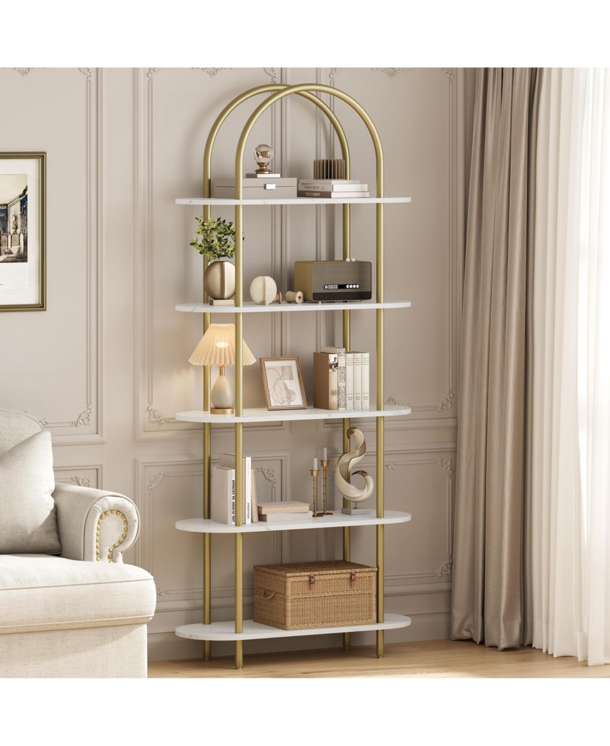 Click here for gaomon 71 Inch Bookshelf 5 Tier Bookcase Arched Di... prices