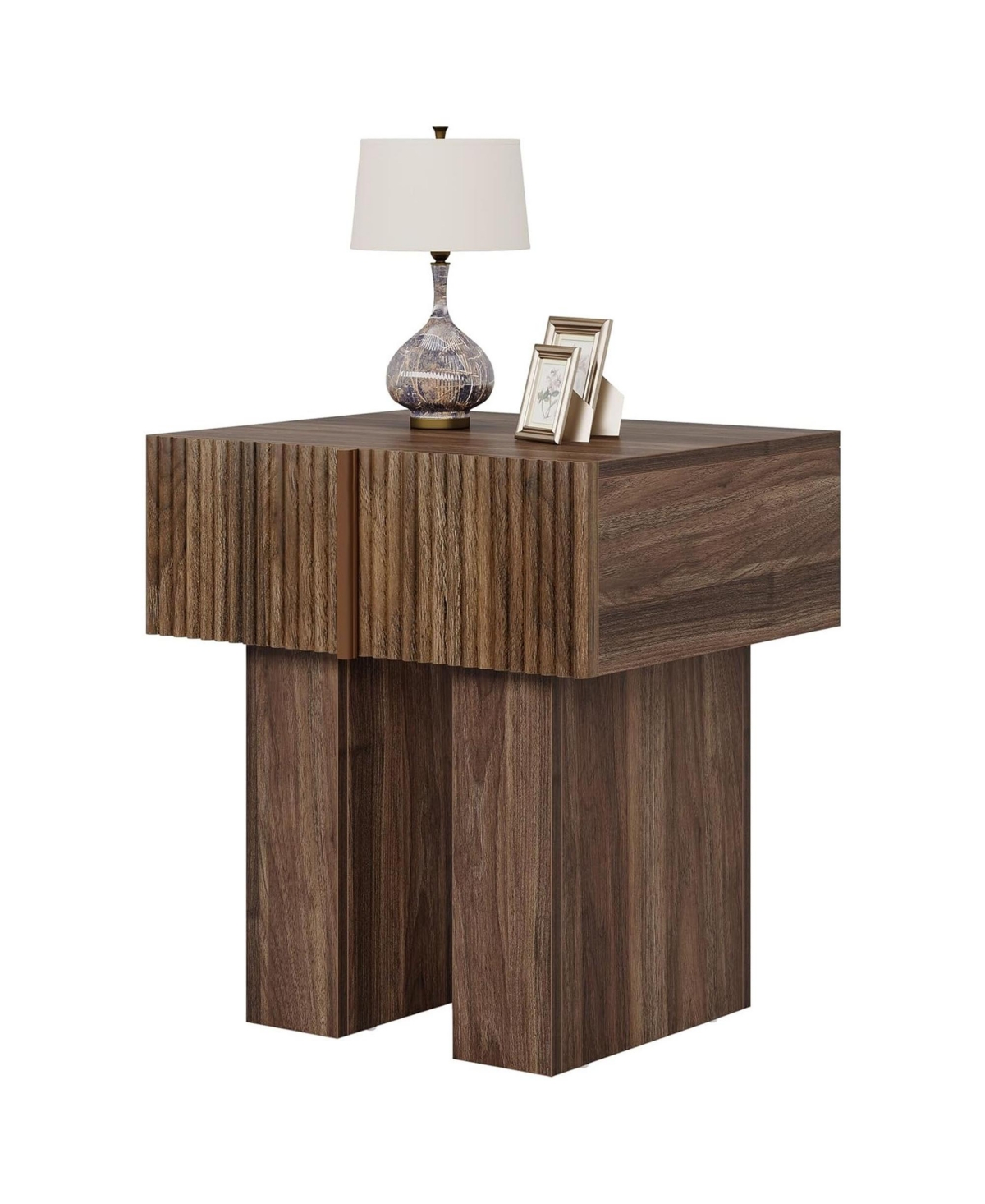 Click here for Rainsken Vintage Wooden Nightstand  Fluted Bedside... prices