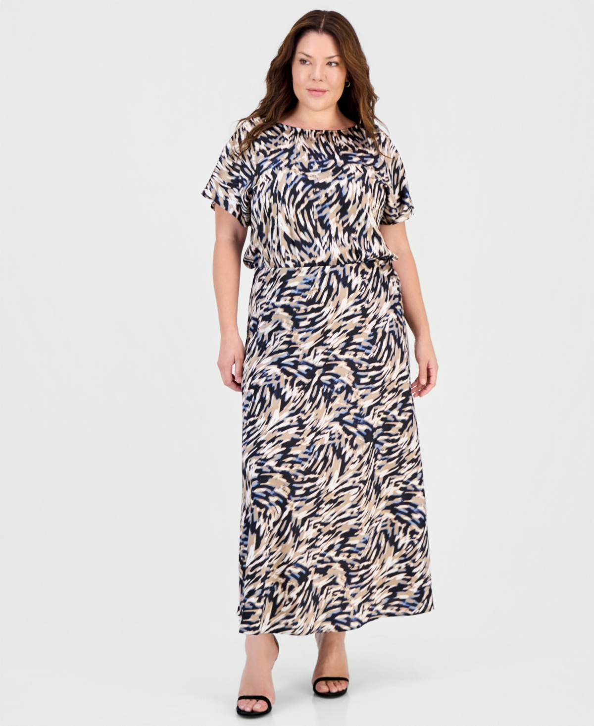 Click here for Anne Klein Plus Size Printed Midi Skirt - Dutch Bl... prices
