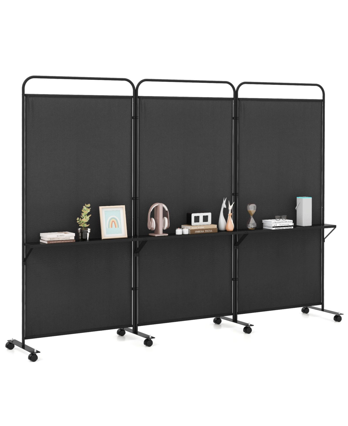 Click here for sumyeg 3-Panel Folding Room Divider with Metal She... prices