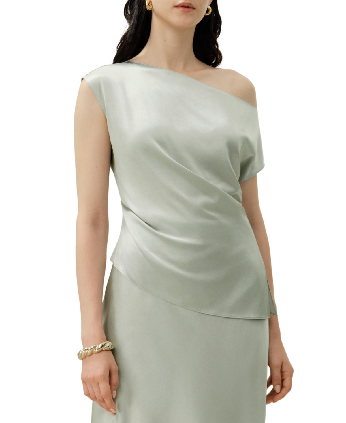 Click here for Lilysilk Womens Stretch Charmeuse Asymmetric Top -... prices