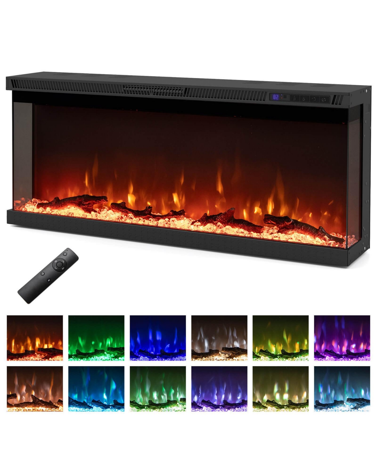 Click here for Costway 40 Wide 3-Sided Electric Fireplace Insert... prices
