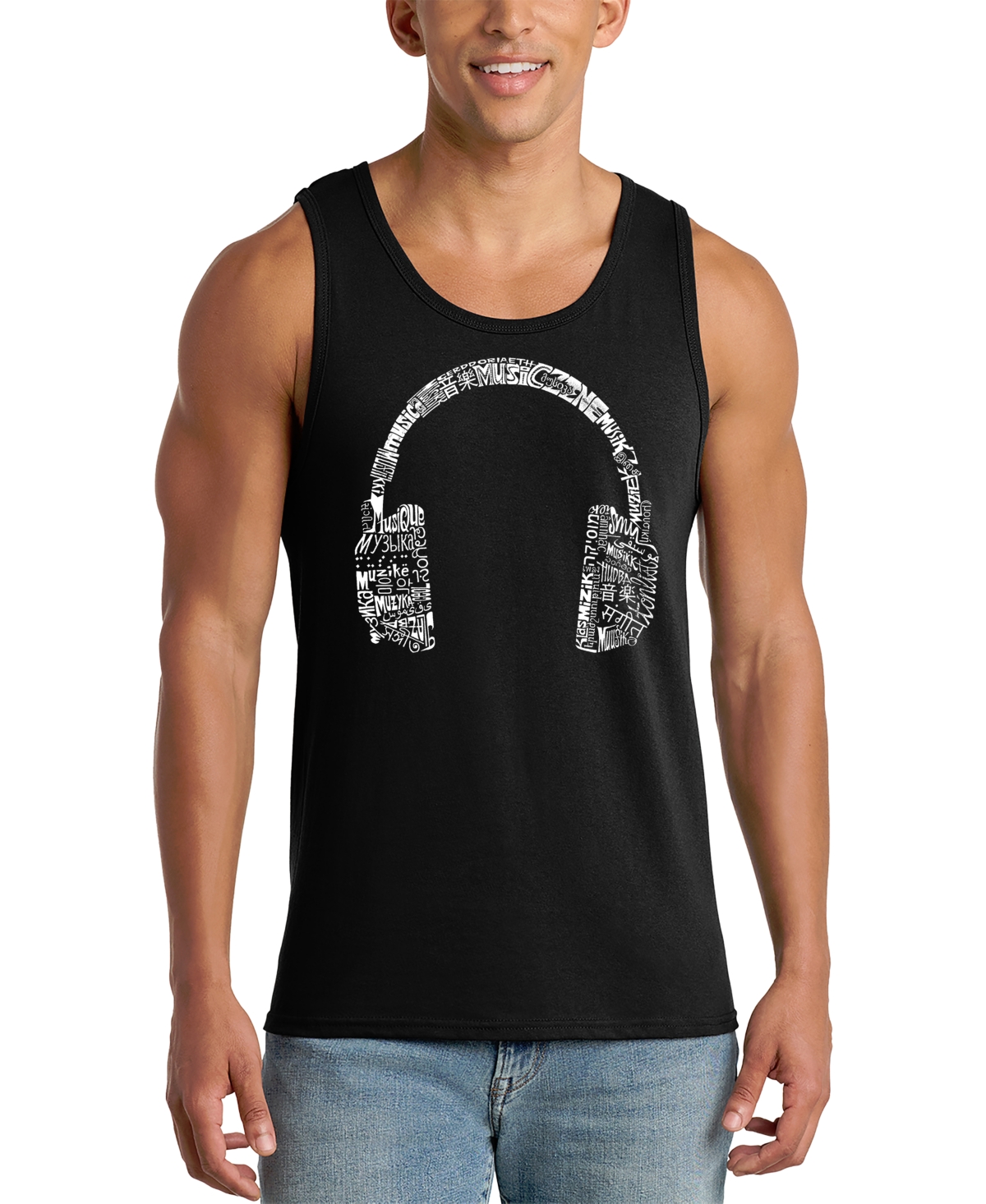 Click here for La Pop Art Mens Headphones Arch Word Art Graphic T... prices