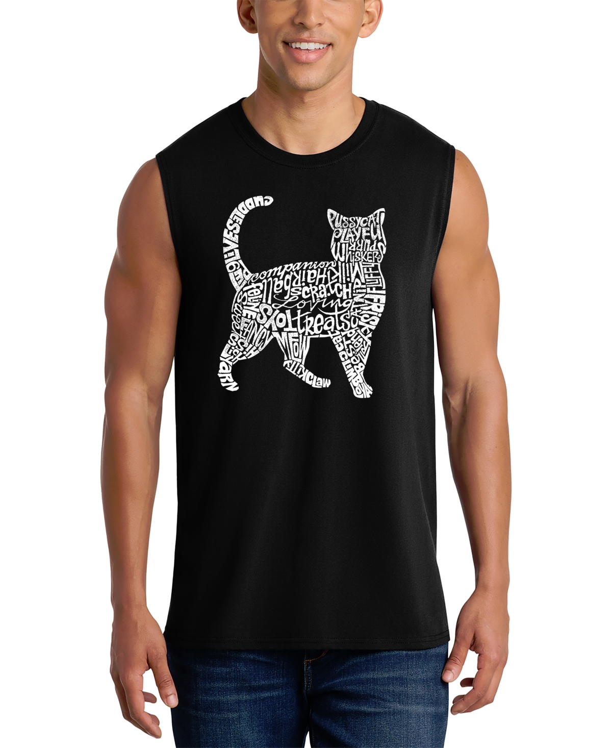 Click here for La Pop Art Mens Walking Cat Typography Graphic Tan... prices