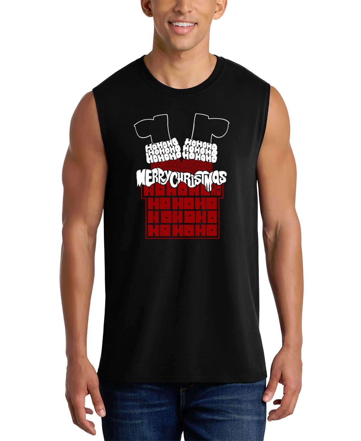 Click here for La Pop Art Mens Santa Claus Graphic Tank Top - Bla... prices