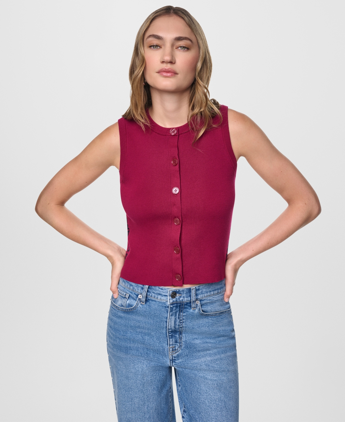 Click here for Dkny Jeans Womens Sleeveless Crewneck Sweater - Be... prices