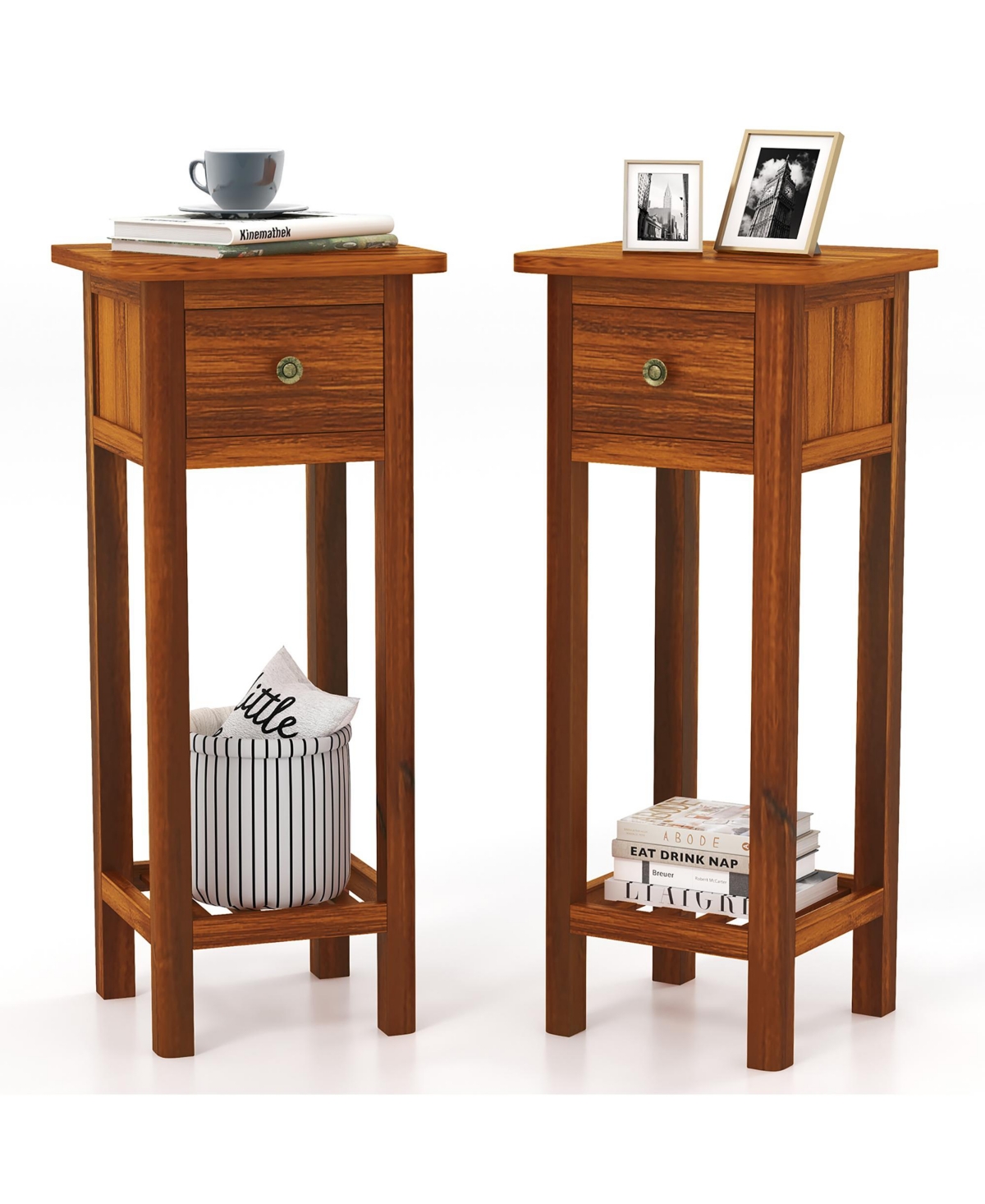 Click here for Gymax 2Pieces Solid Wood Side Table Home Rectangul... prices