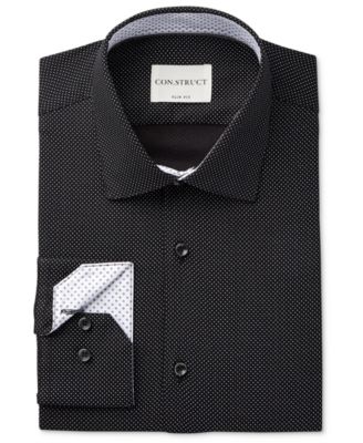 Con.Struct Men's Slim-Fit Black Micro-Dot Check Dress Shirt - Macy's
