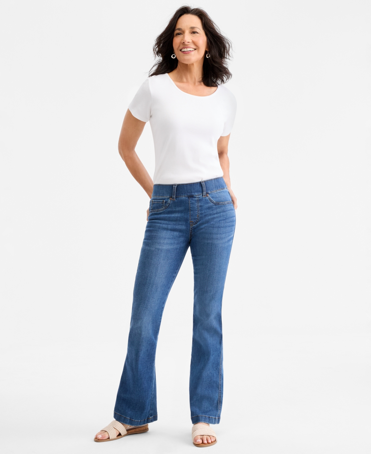 Click here for Style & Co Womens Shaping Pull-On Bootcut Jeans  M... prices