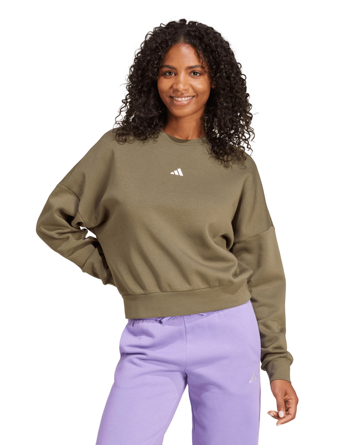 Click here for Adidas Womens Crewneck Sweatshirt - Olive Strata/w... prices