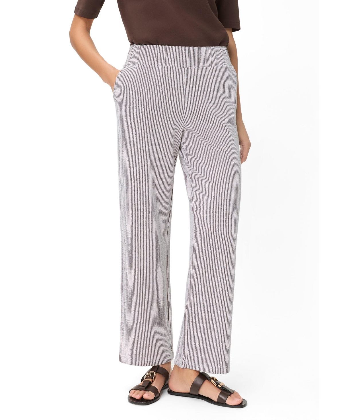 Click here for Olsen Womens Anna Fit Wide Leg Seersucker Pant - D... prices