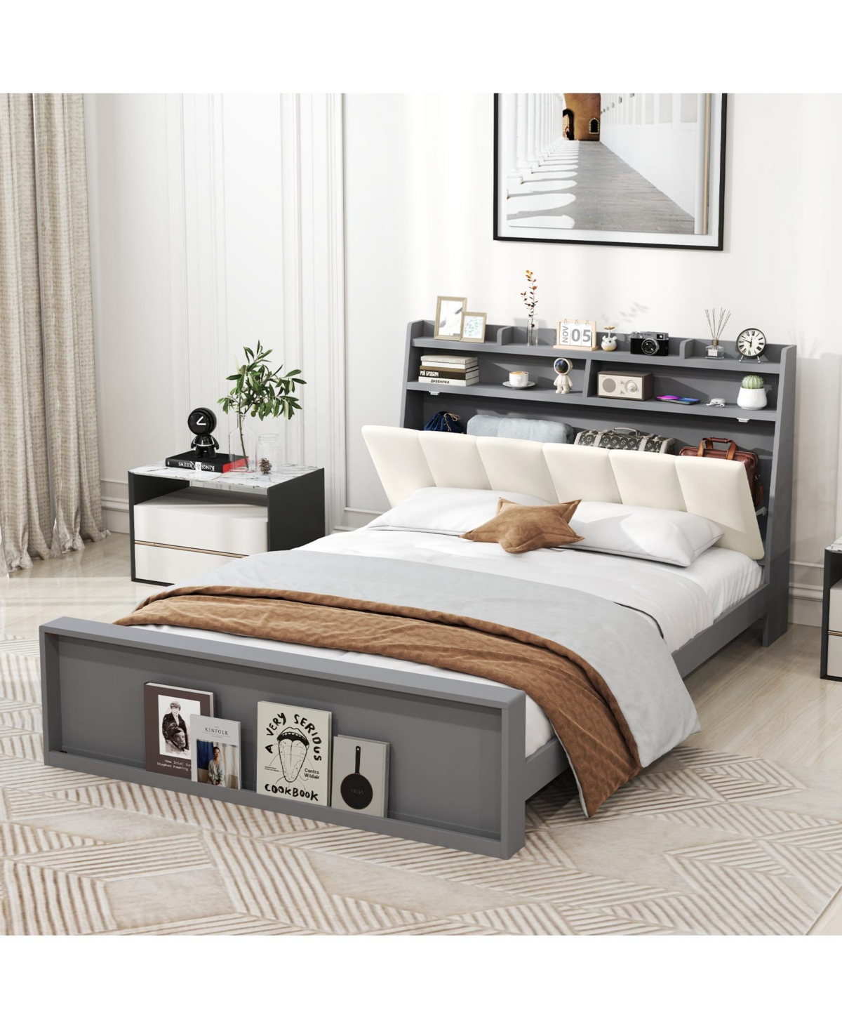 Click here for Gymax Full Size Bed Frame With Storage Modern Plat... prices