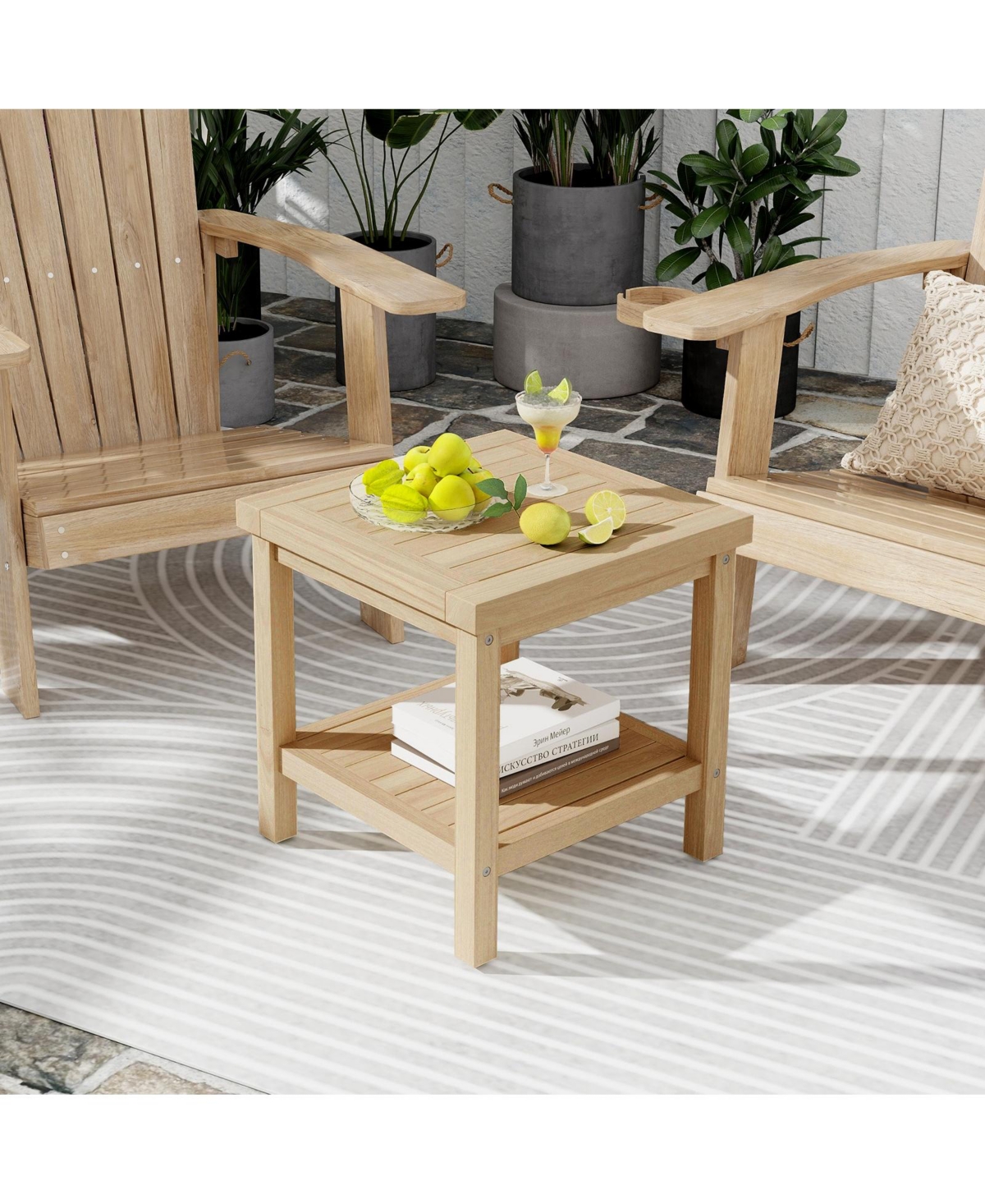 Click here for sumyeg 2-Tier Outdoor Side Table with Storage Shel... prices