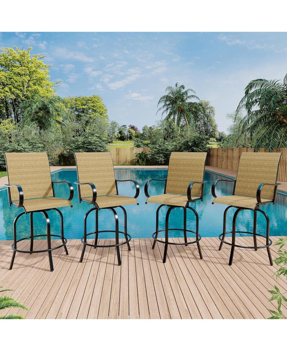 Click here for gaomon 4 Pieces Outdoor Swivel Bar Stools Set  All... prices