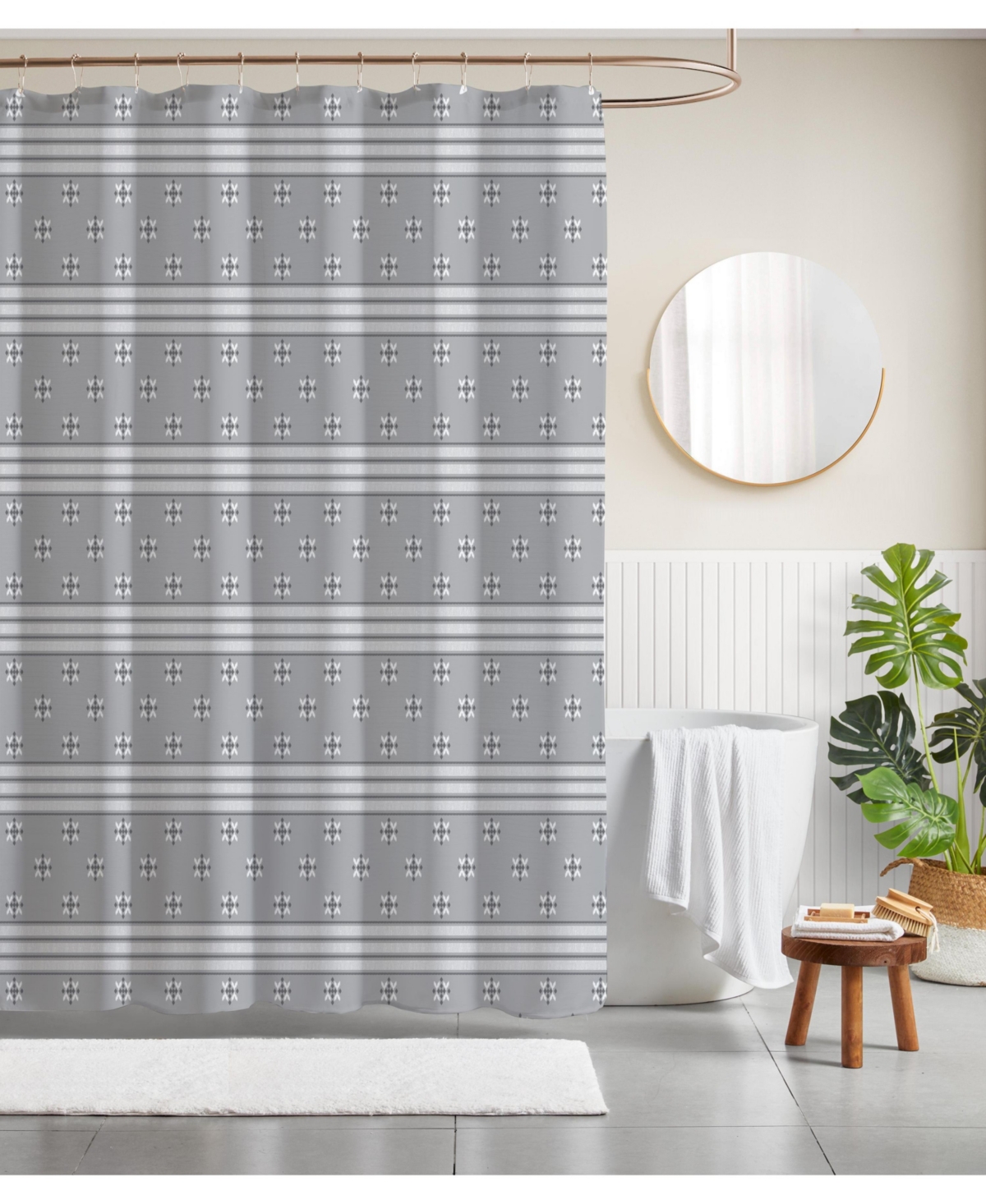 Click here for Cedar Court Stripes And Shapes Flint Polyester Can... prices