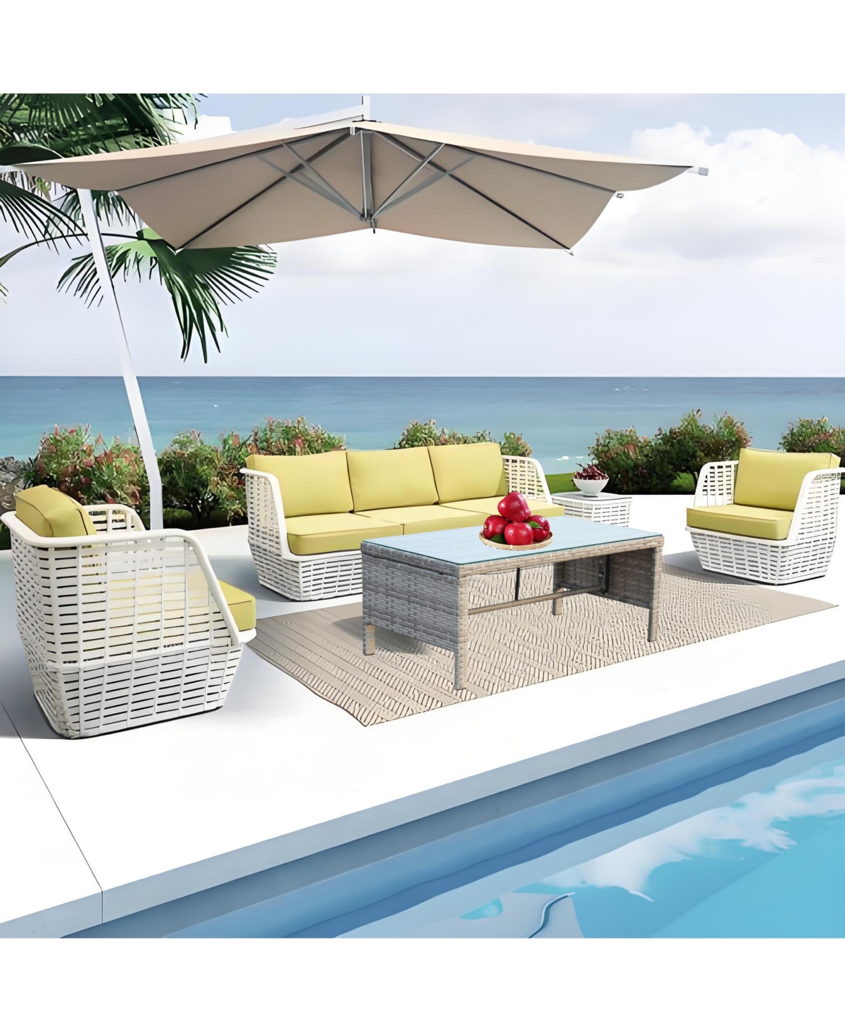 Click here for Clihome Outdoor Wicker Coffee Table with Tempered... prices