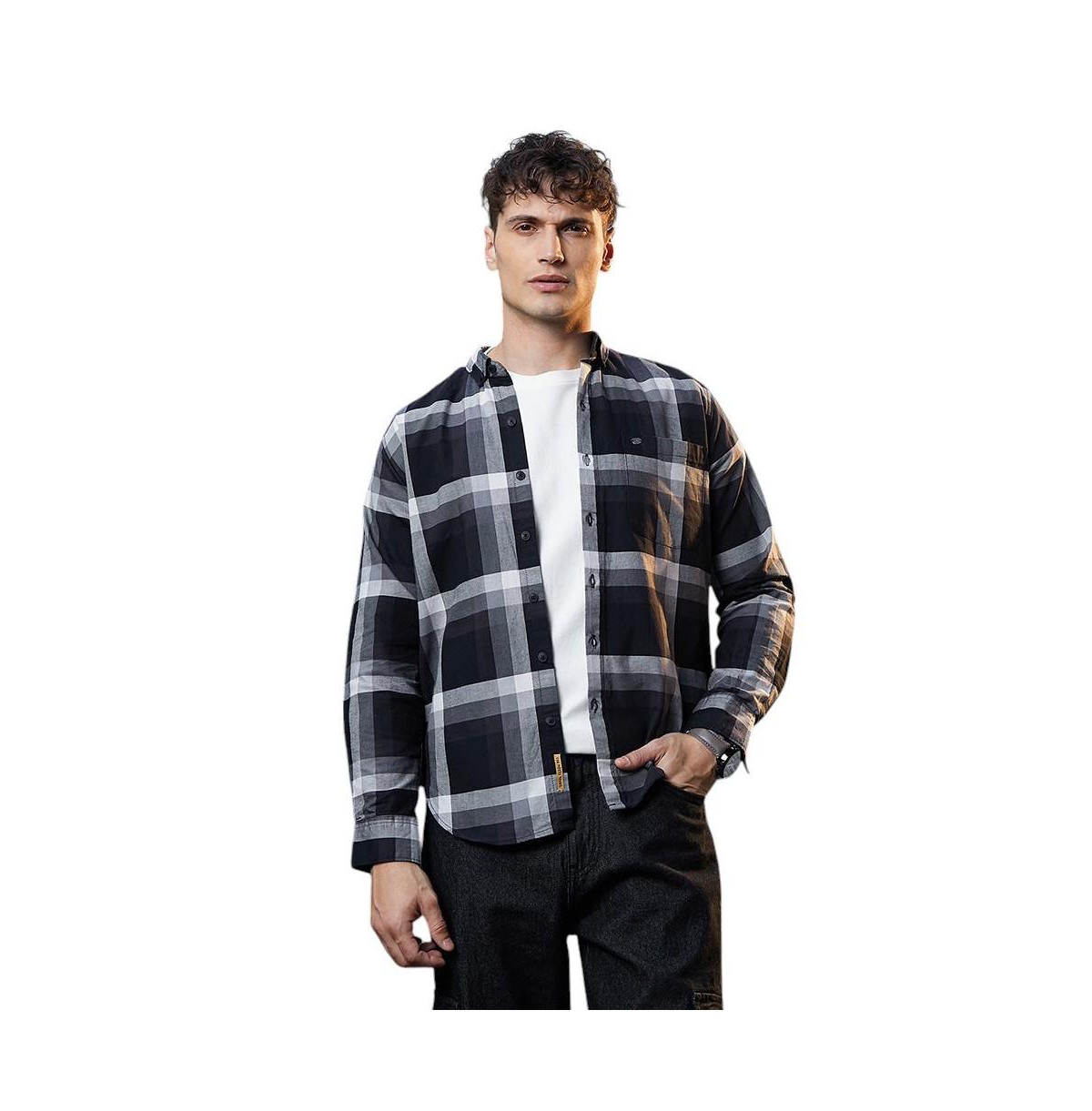 Click here for Campus Sutra Mens Onyx Pixelated-Check Relaxed Shi... prices
