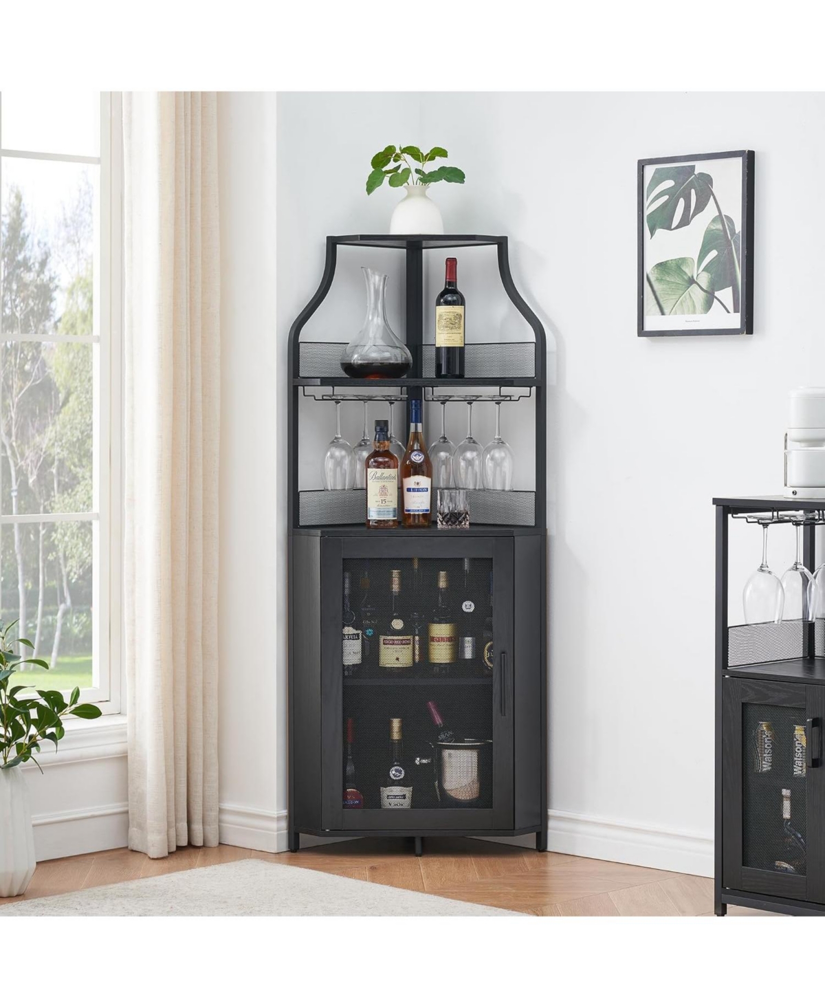 Click here for gaomon Corner Bar Wine Cabinet with Led Lights  5-... prices