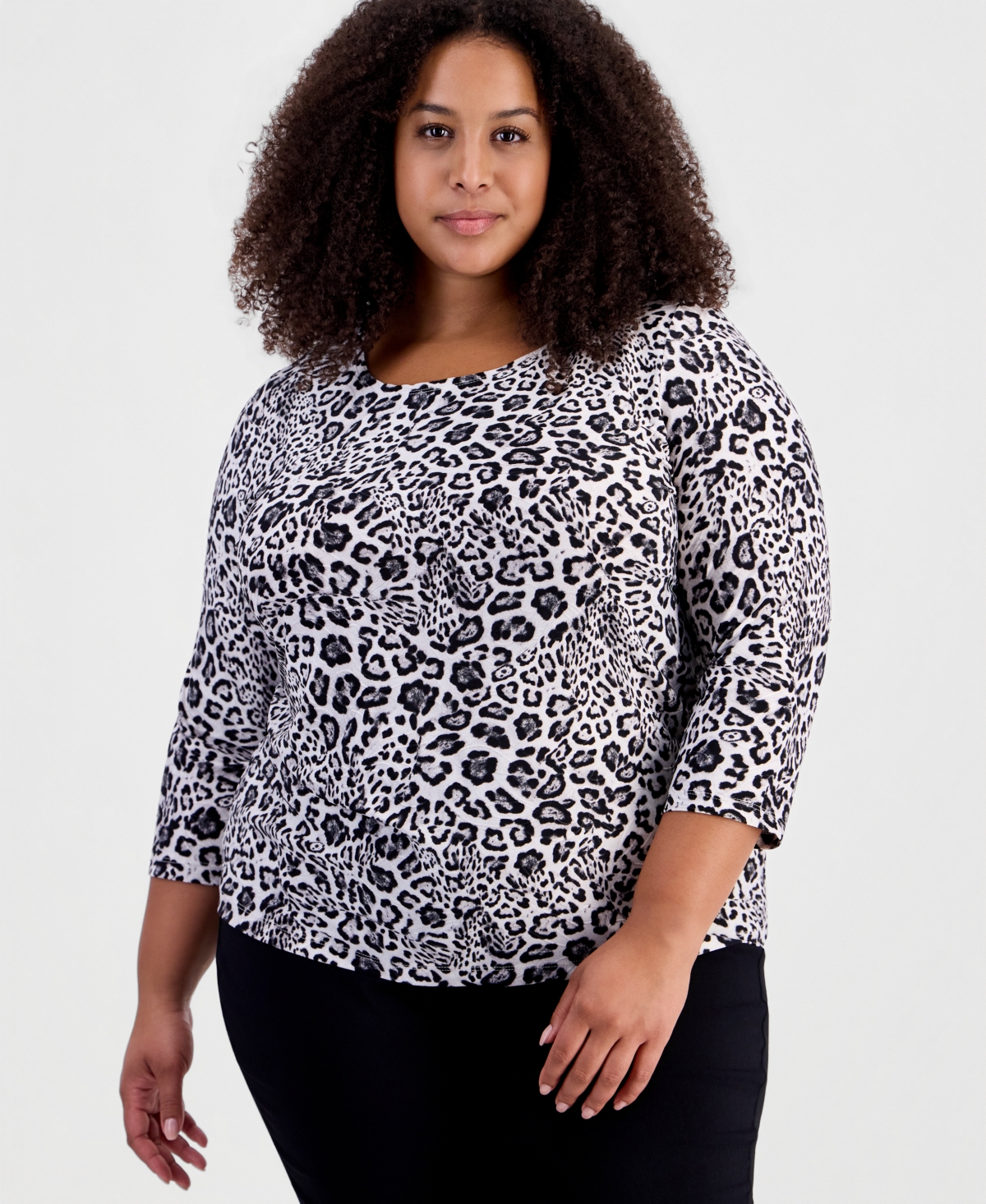 Click here for Jm Collection Plus Size Printed 3/4-Sleeve Top  Ma... prices