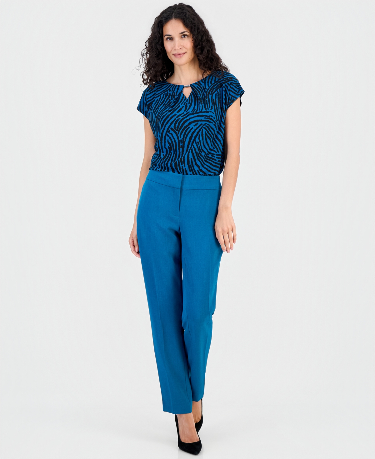 Click here for Kasper Womens Ava Straight-Leg Crepe Pants - Bottl... prices