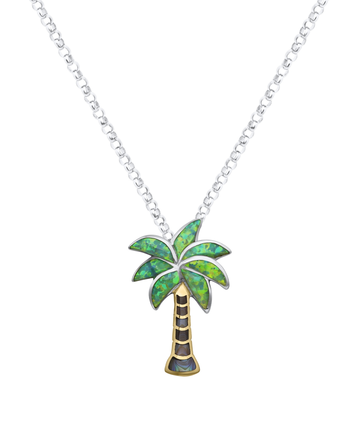 Click here for Macys Abalone & Kyocera Green Opal Palm Tree Penda... prices
