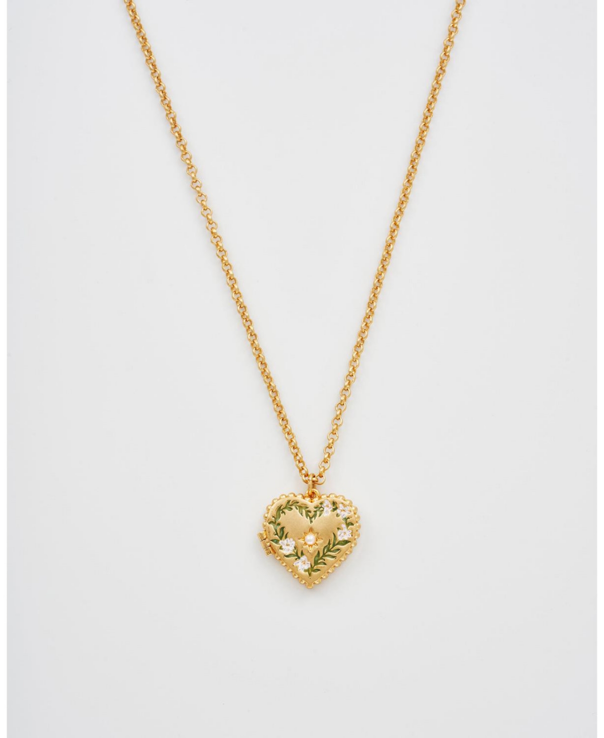 Click here for Fable England Jasmine Heart Locket Necklace - Gold prices