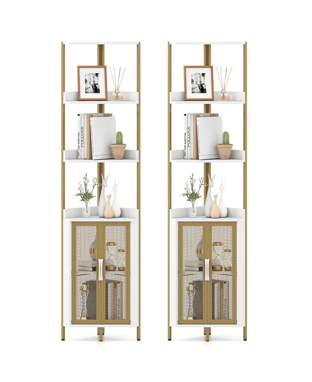 Click here for Gymax 2PCS 6-Tier Corner Shelf 67 Tall Corner Book... prices