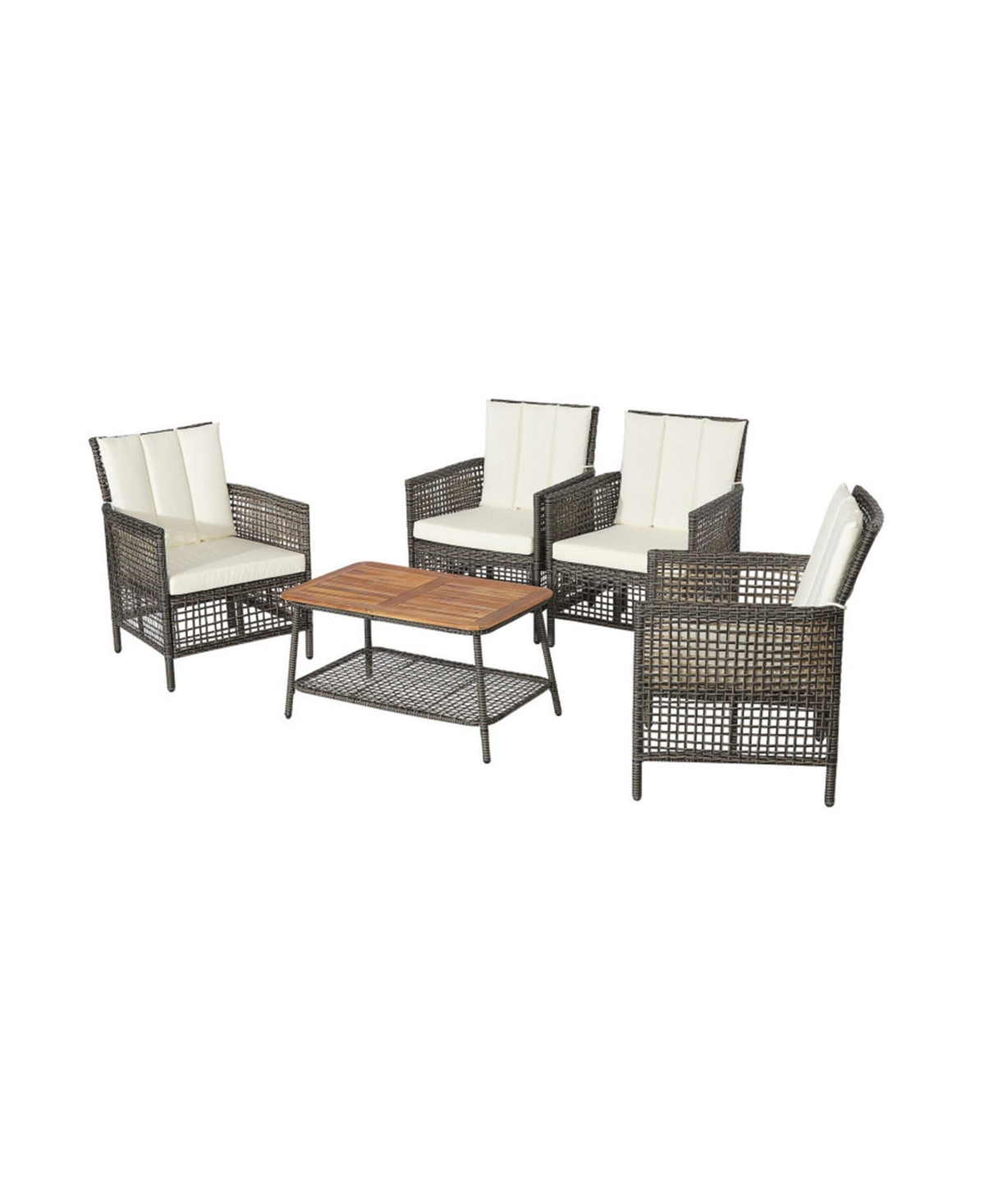 Click here for Clihome 5 Pieces Patio Rattan Furniture Set Cushio... prices