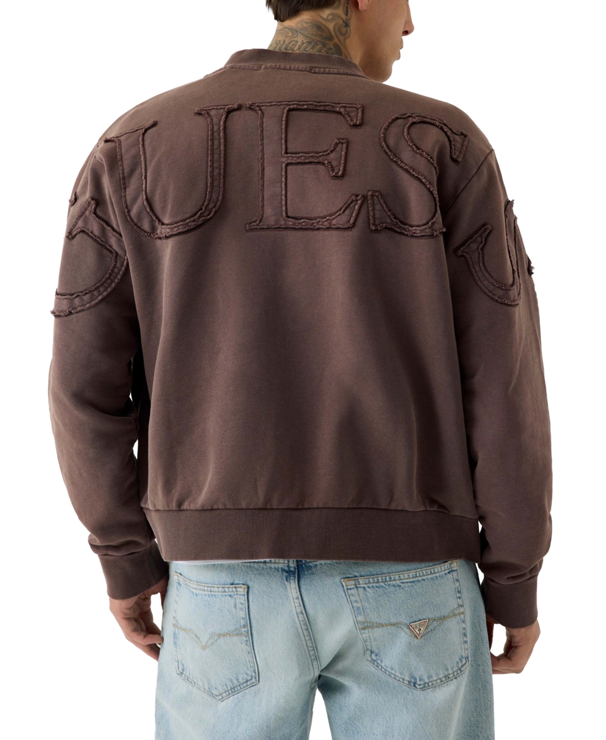 Click here for Guess Mens Zip Patch Logo Sweatshirt - Silk Taupe... prices