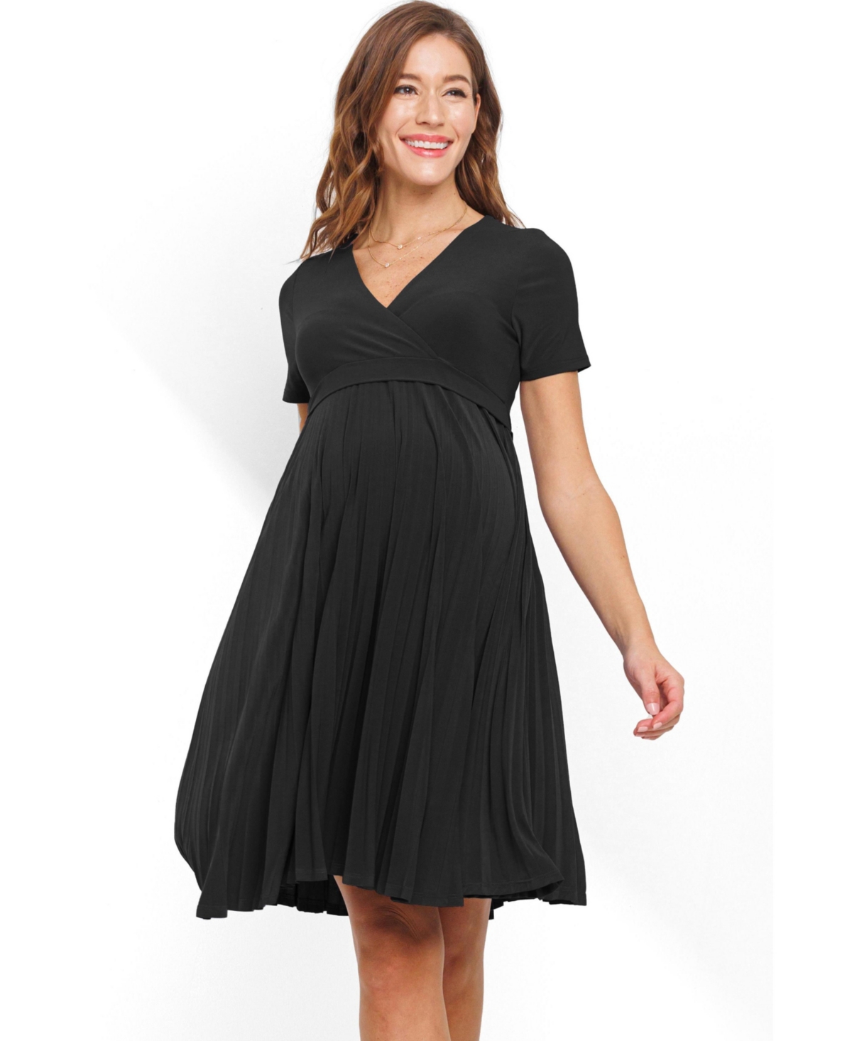 Click here for Hello Miz Maternity A-Line Pleated V-Neck Nursing... prices