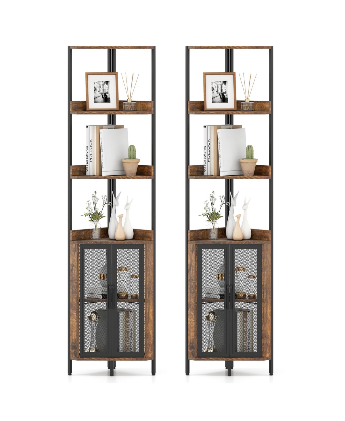 Click here for Gymax 2PCS 6-Tier Corner Shelf 67 Tall Corner Book... prices