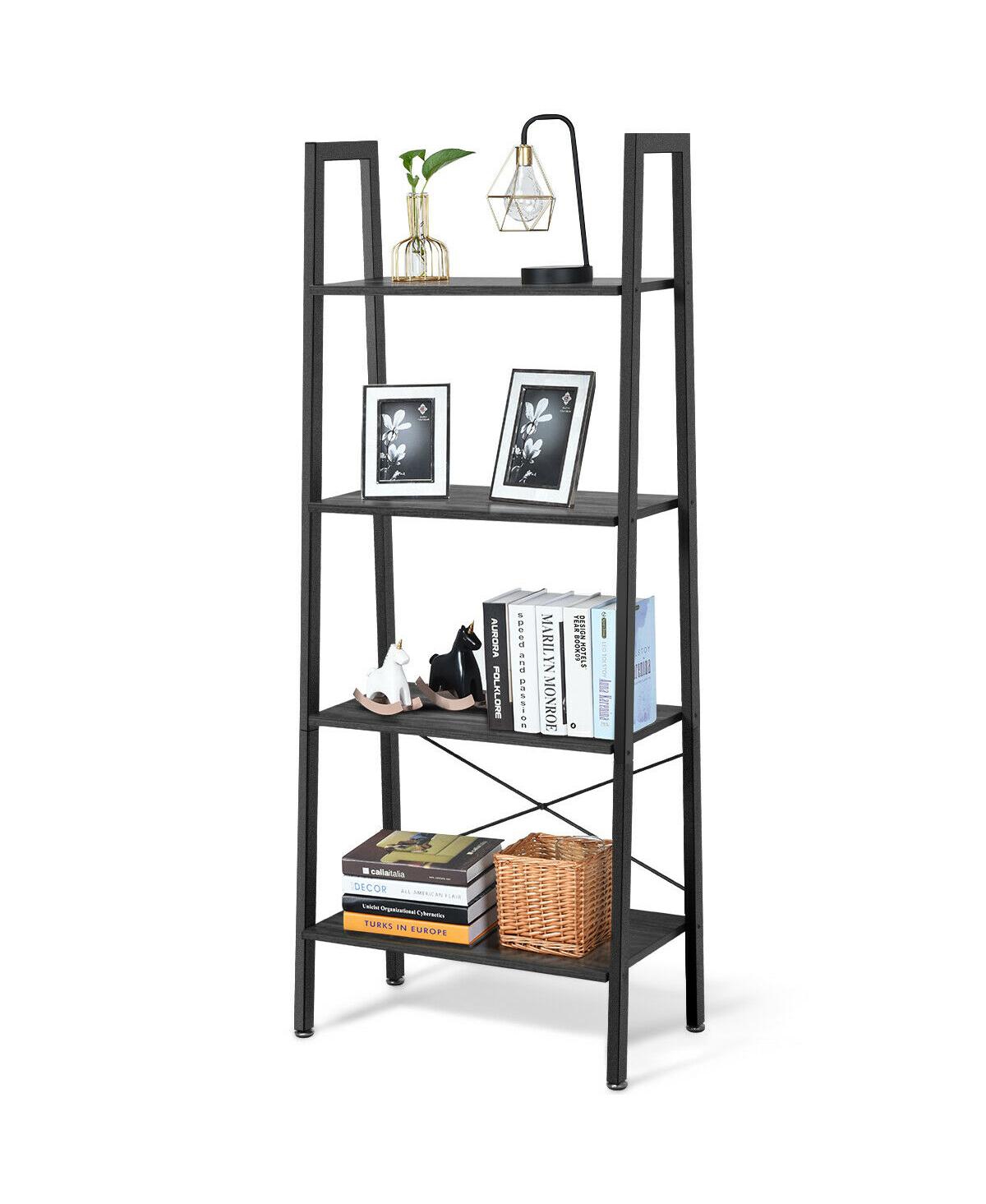 Click here for Gymax 4-Tier Ladder Shelf Ladder Bookcase Bookshel... prices