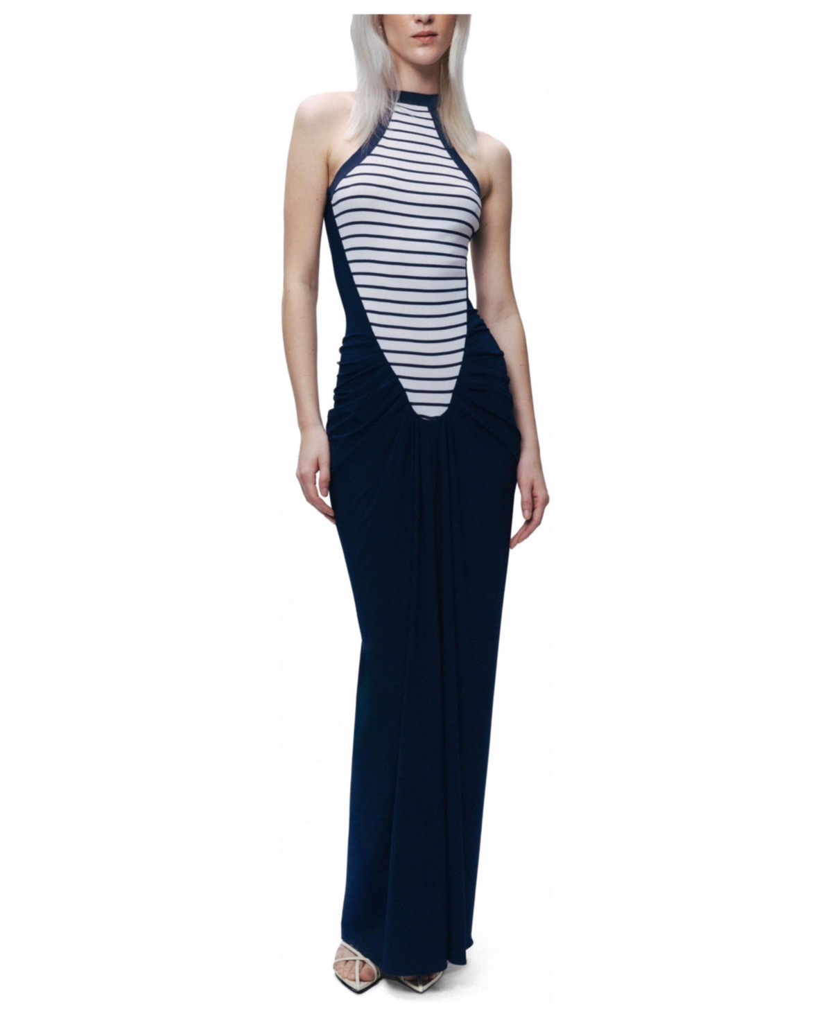 Click here for Nocturne Womens Stripe Draped Halter Neck Maxi Dre... prices