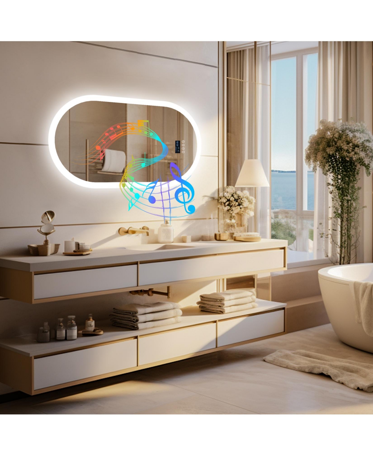 Click here for Luvodi 32x20 Smart Oval Led Bathroom Mirror Blueto... prices