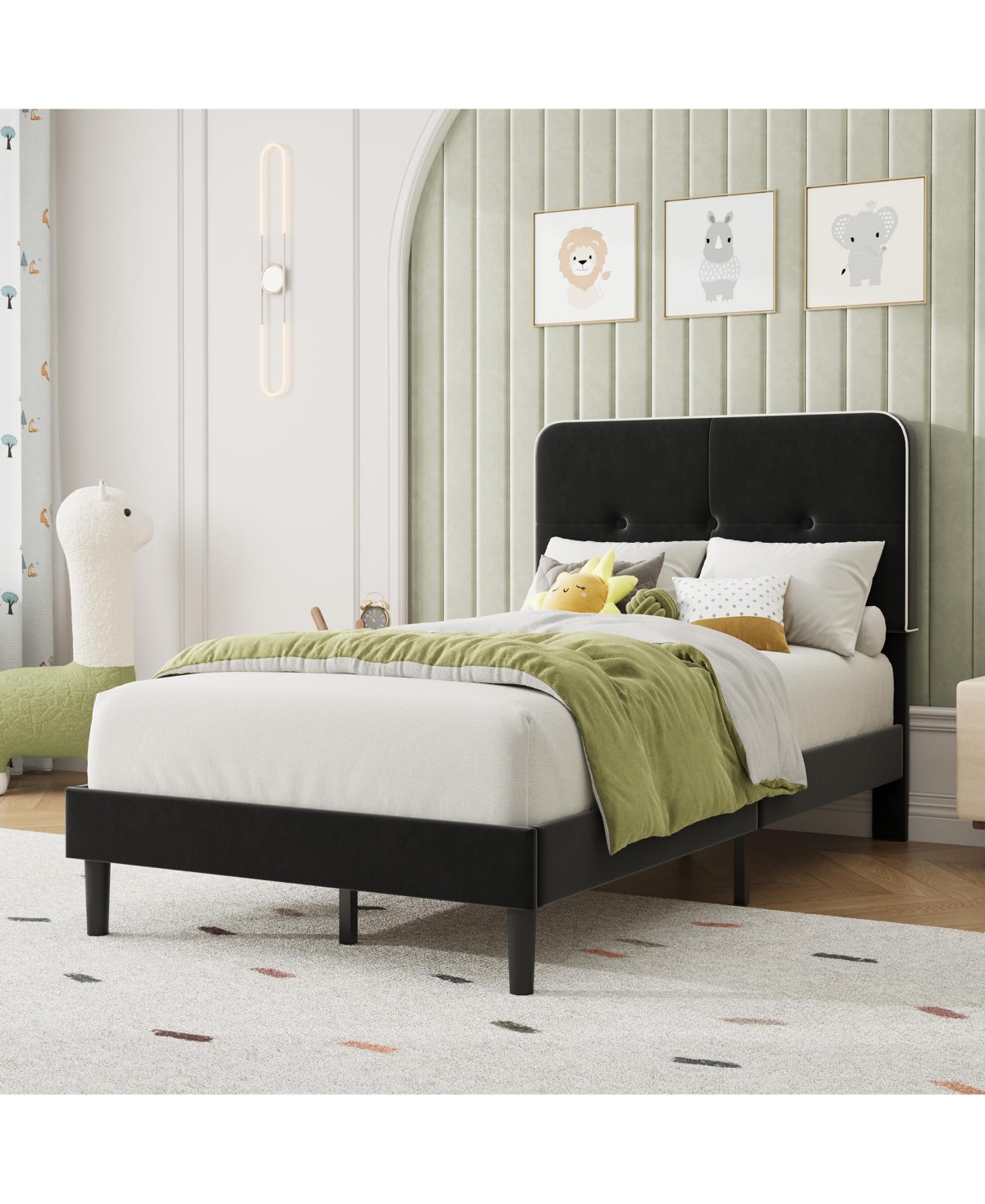 Click here for homfan Bed Frame Upholstered Platform Bed Frame wi... prices