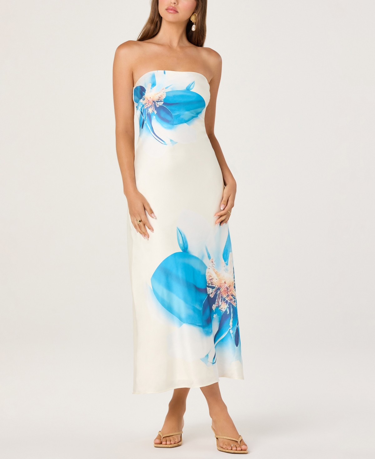 Click here for Astr the Label Womens Annabeth Printed Strapless M... prices