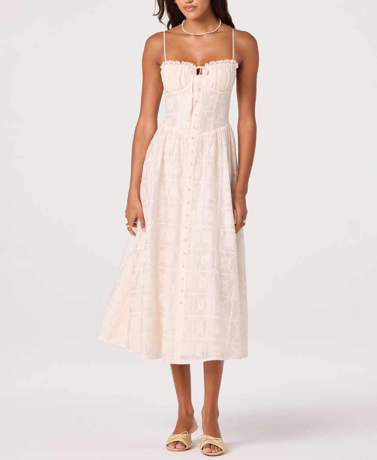 Click here for Astr the Label Womens Aubrey Sweetheart Neck Embro... prices