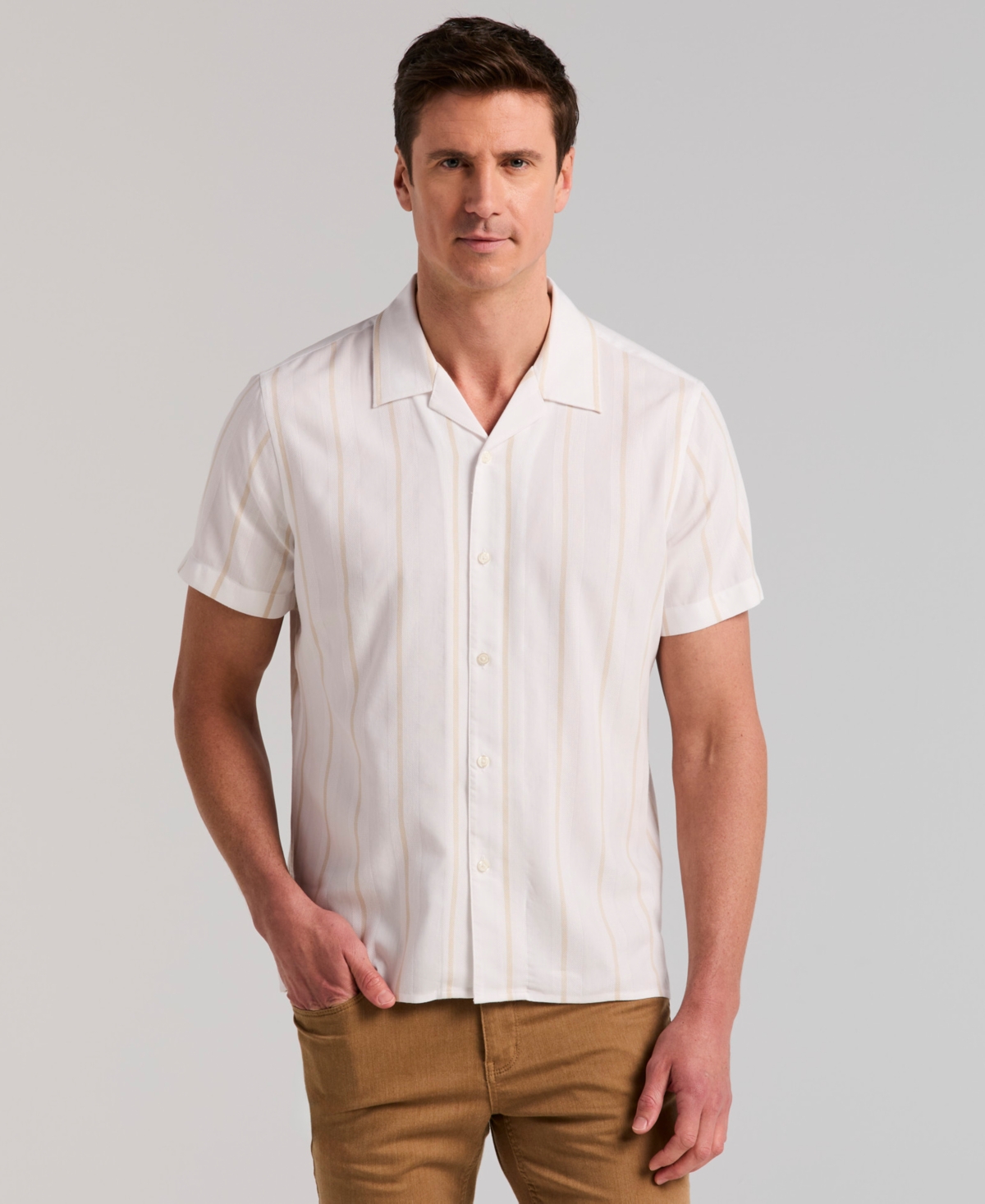 Click here for Perry Ellis Mens Short Sleeve Striped Button-Front... prices