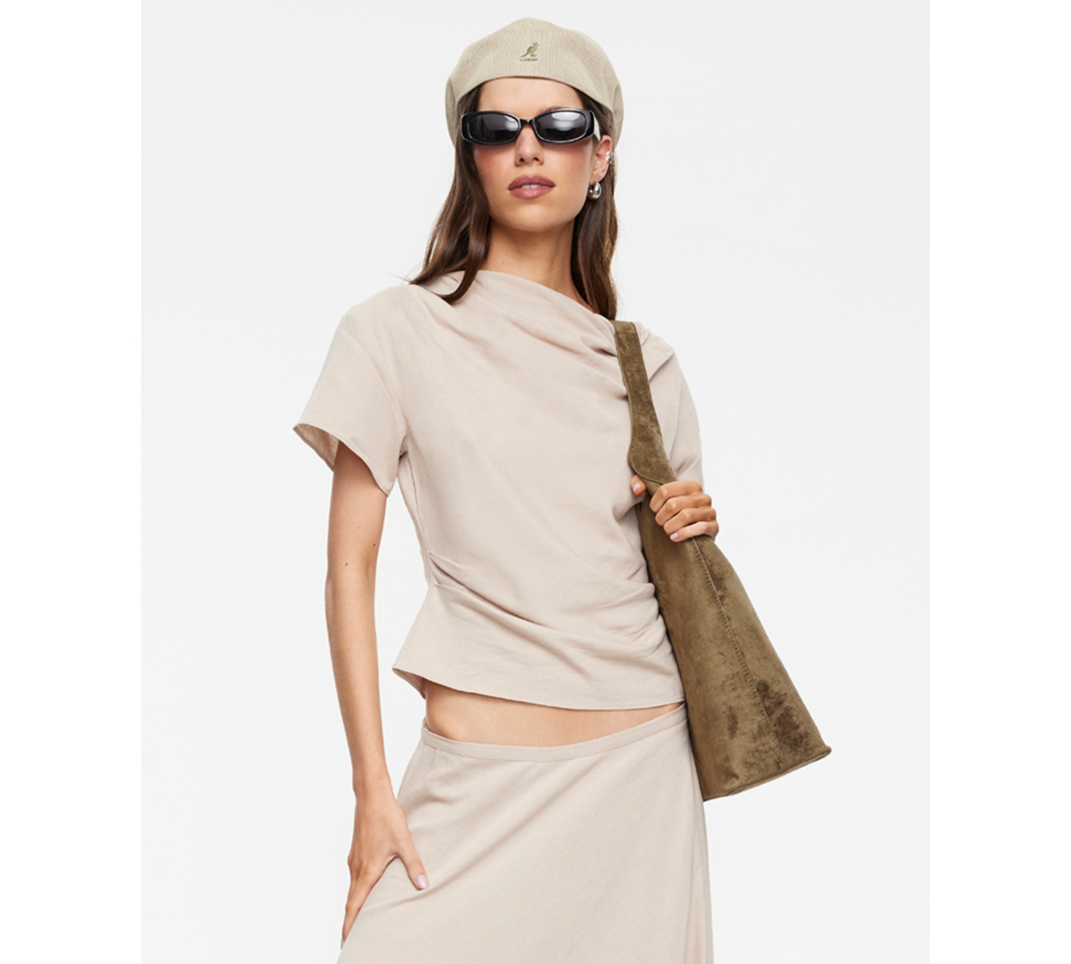 Click here for Lioness Womens Halcyon Short-Sleeve Top - Beige prices