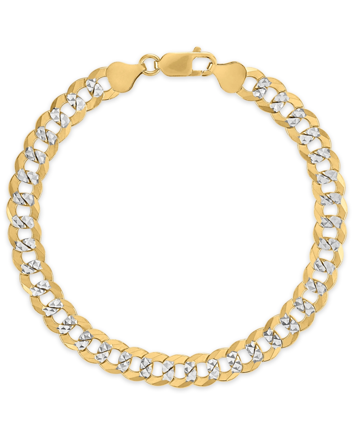Click here for Macys Mens Pave Diamond-Cut Curb Link Chain Bracel... prices