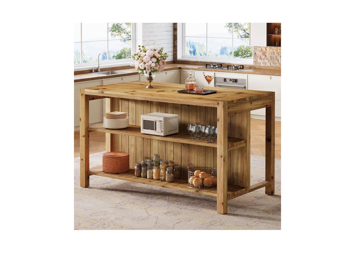 Click here for Tribesigns 59 Farmhouse Kitchen Island  Solid Wood... prices