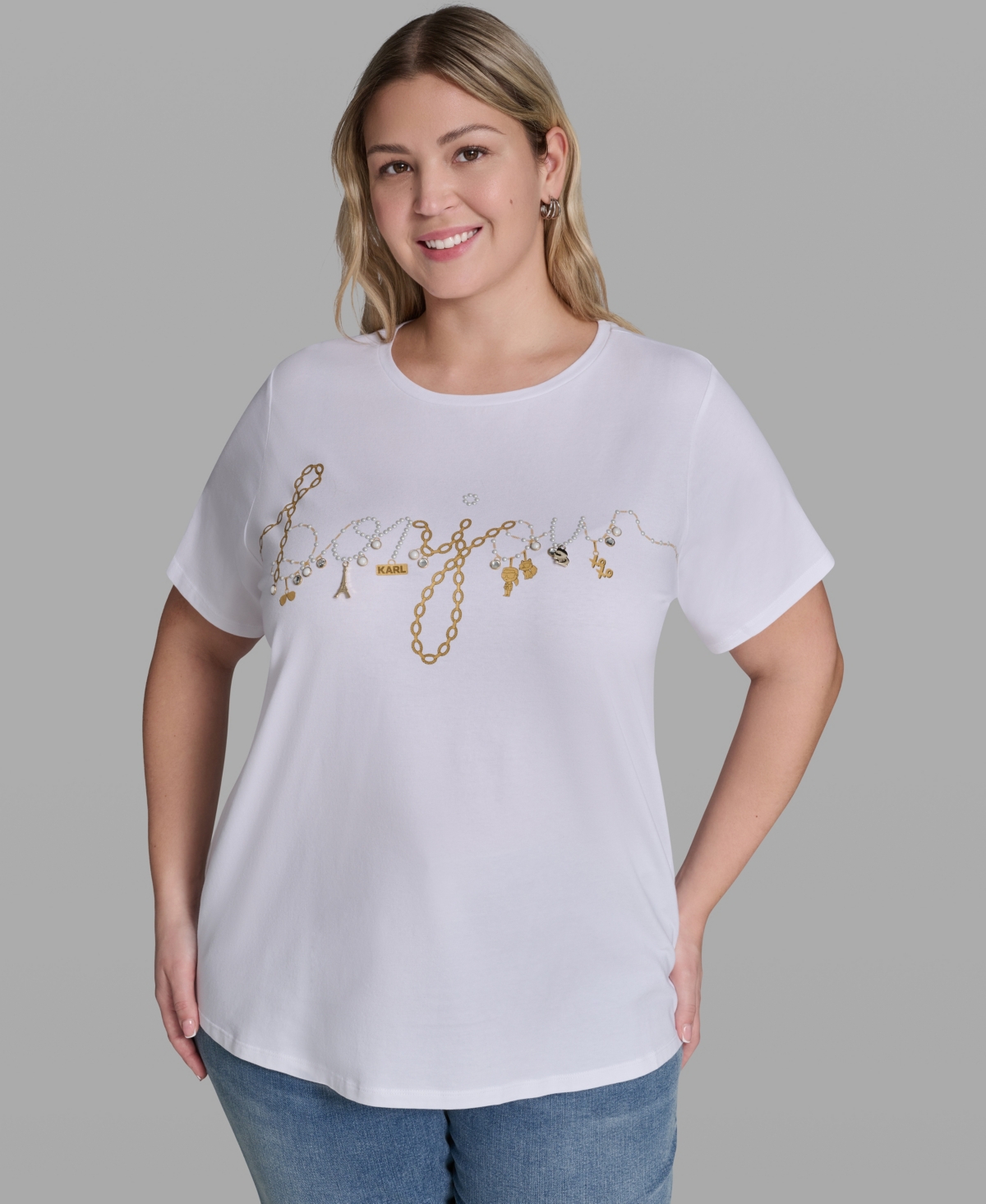 Click here for Karl Lagerfeld Paris Plus Size Script Bonjour T-Sh... prices