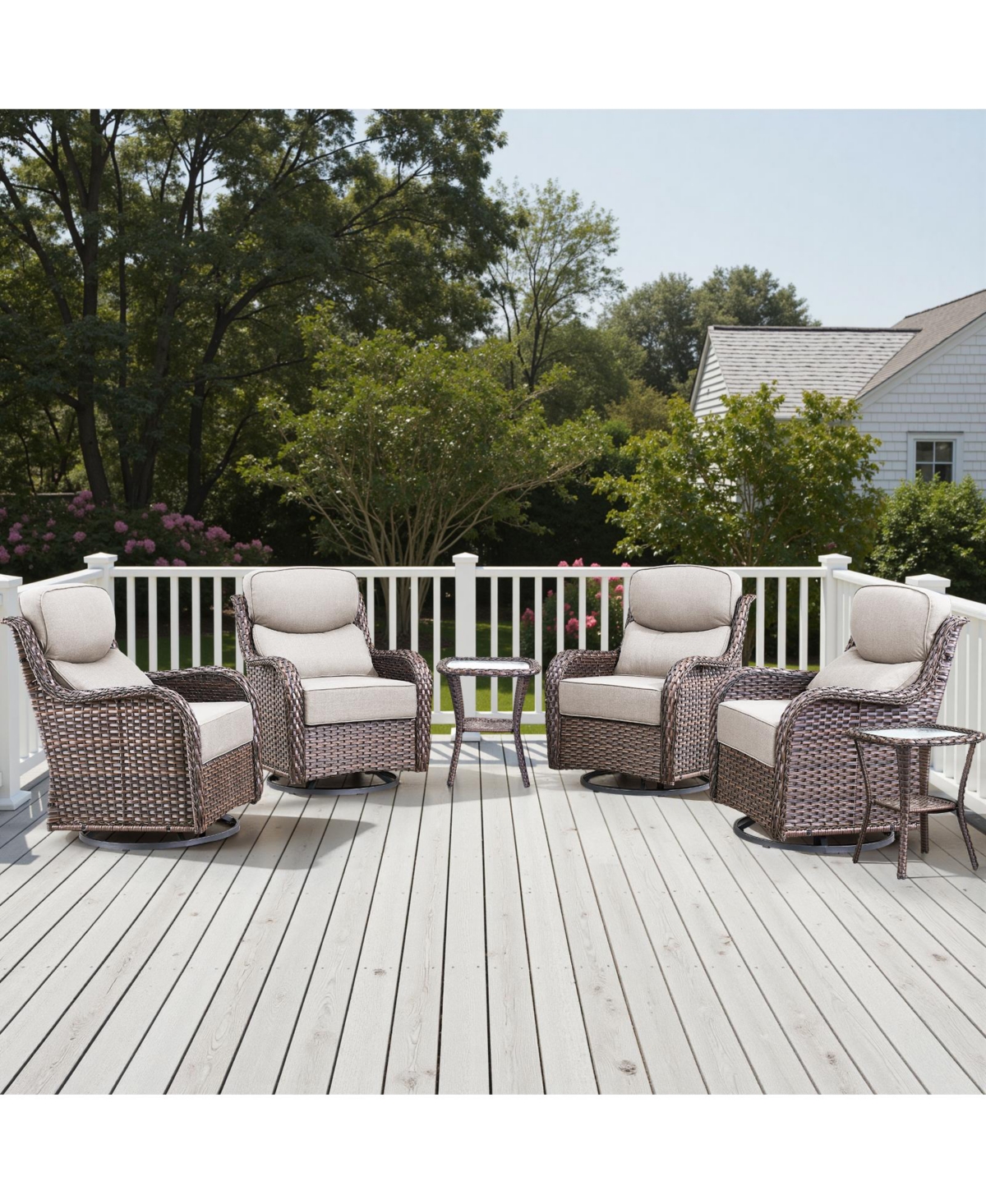 Click here for Pocassy Outdoor Swivel Rocker Chairs 6 Pieces Wick... prices