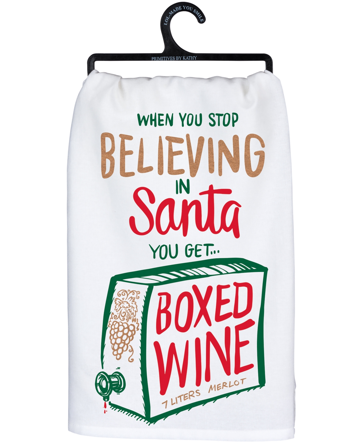 Click here for Primitives by Kathy Dish Towel - Boxed Wine - Whit... prices