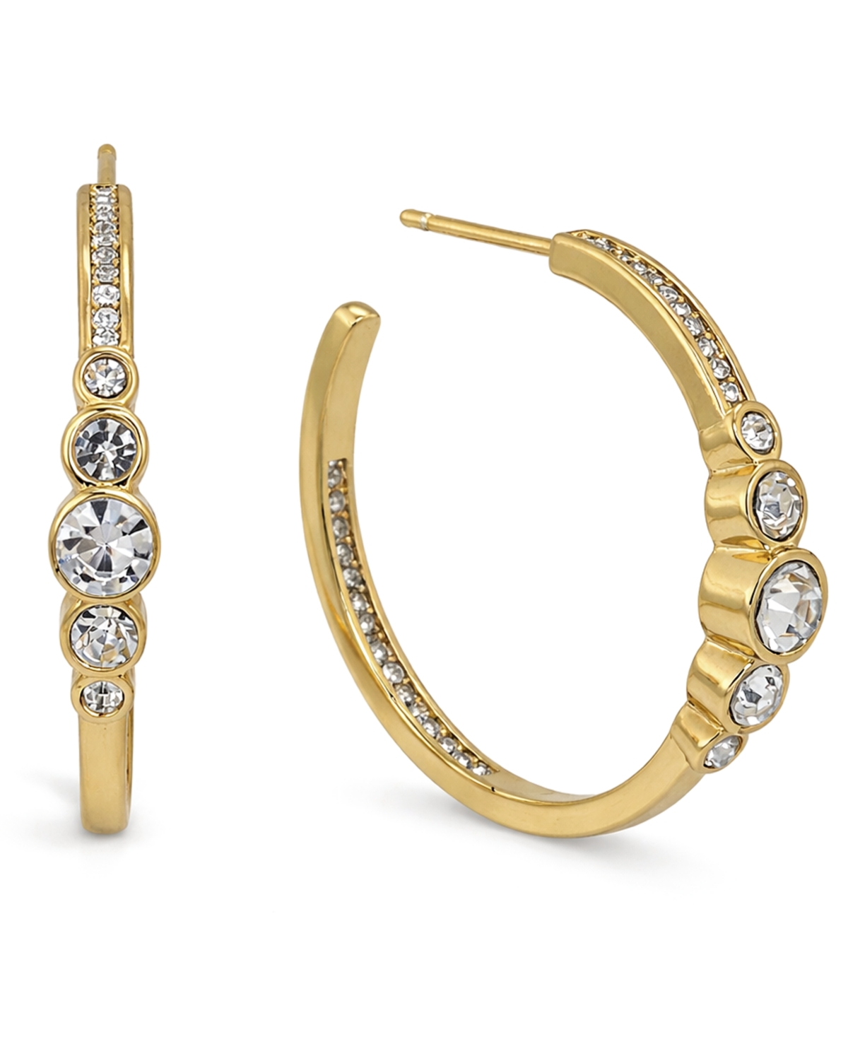 Click here for And Now This Crystal Post C Hoop Earrings - Gold prices