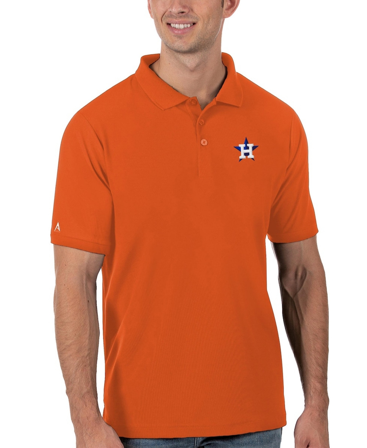 Click here for Antigua Mens Orange Houston Astros Legacy Pique Po... prices